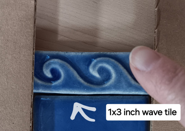 Wave 1"x3" Ceramic Handmade Tile | 1 Inch by 6 Inch Handmade Tiles