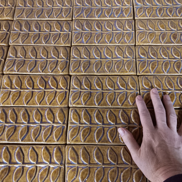 Vine 3"x6" Ceramic Handmade Tile | 3 Inch by 6 Inch Handmade Tiles