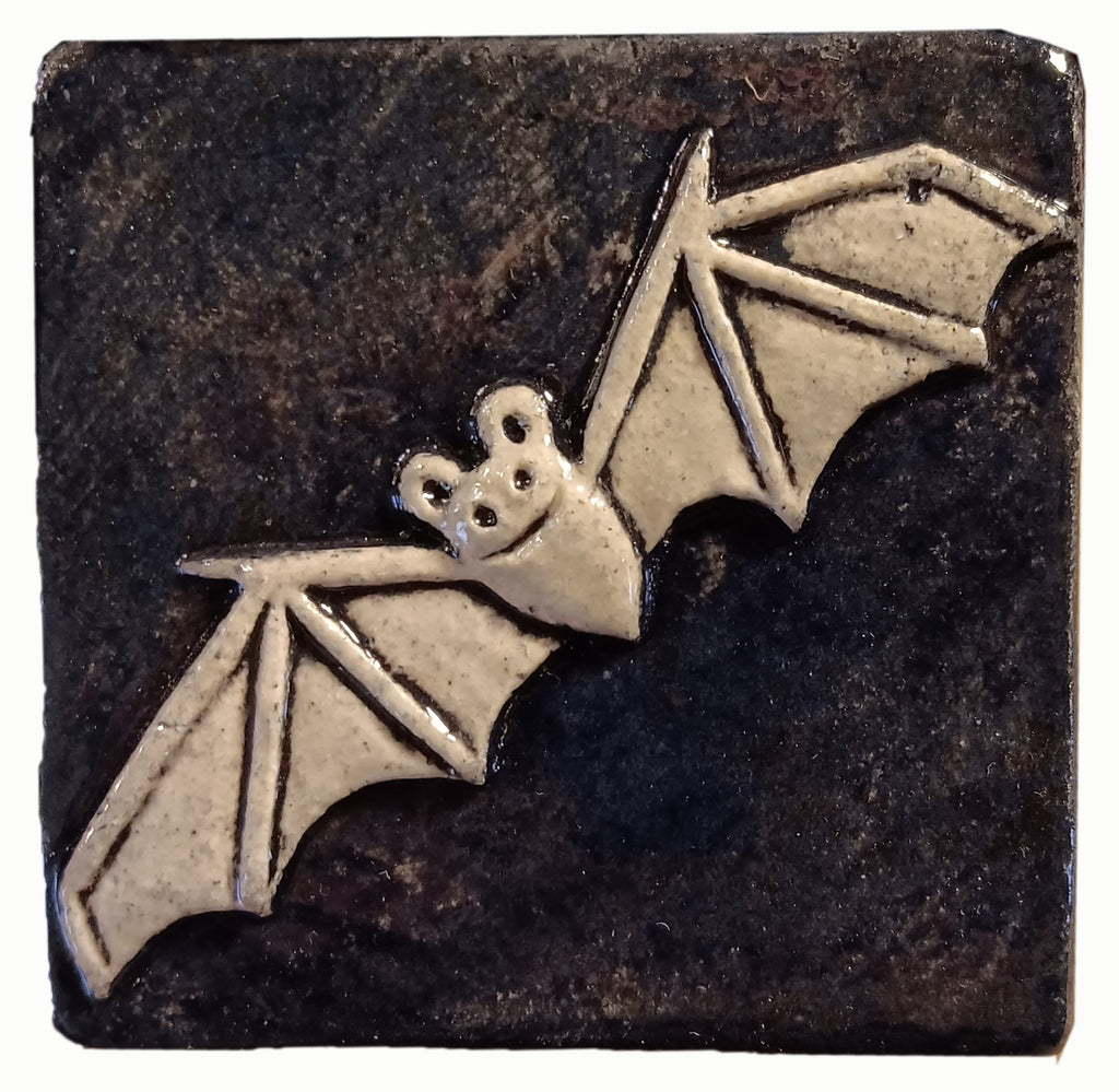 Bat 3"x3" Ceramic Handmade Tile | 3 Inch by 3 Inch Handmade Tiles