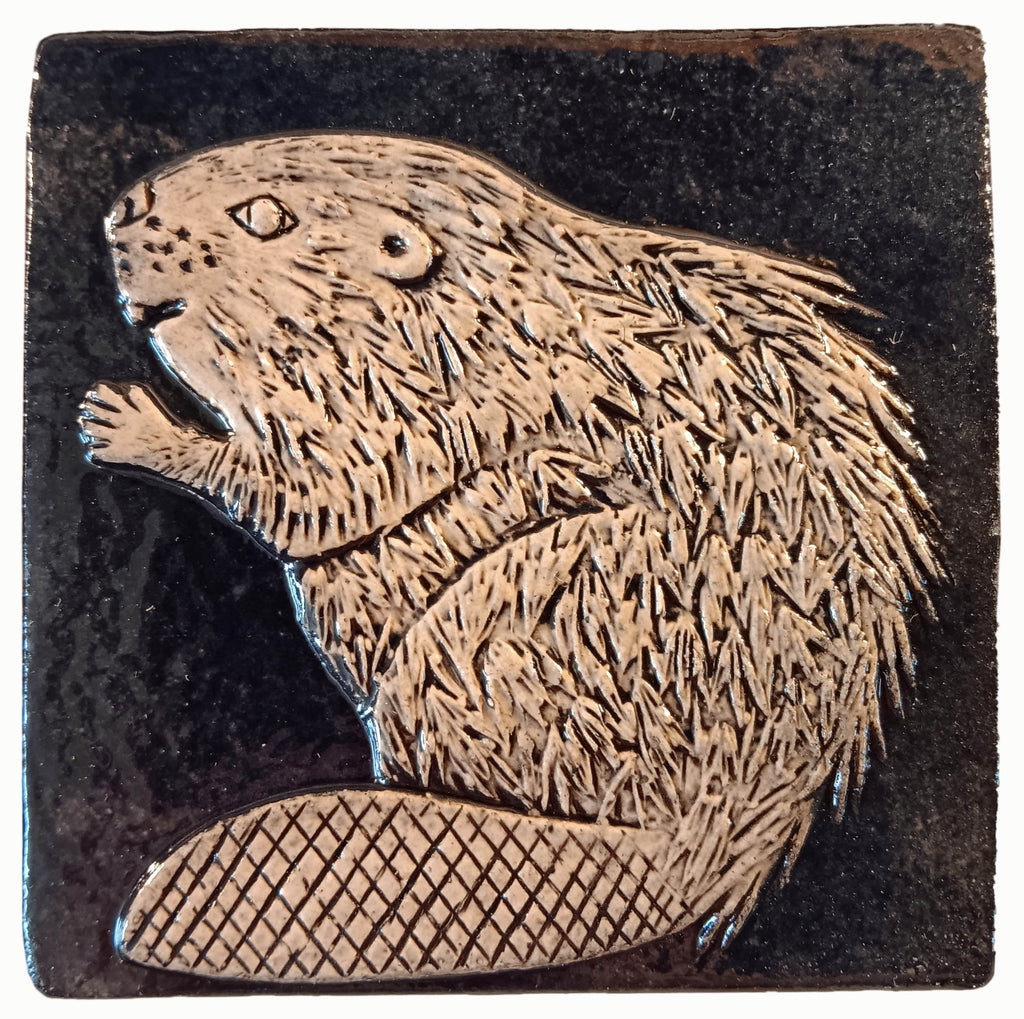 Beaver 4"x4" Ceramic Handmade Tile | 4 Inch by 4 Inch Handmade Tiles