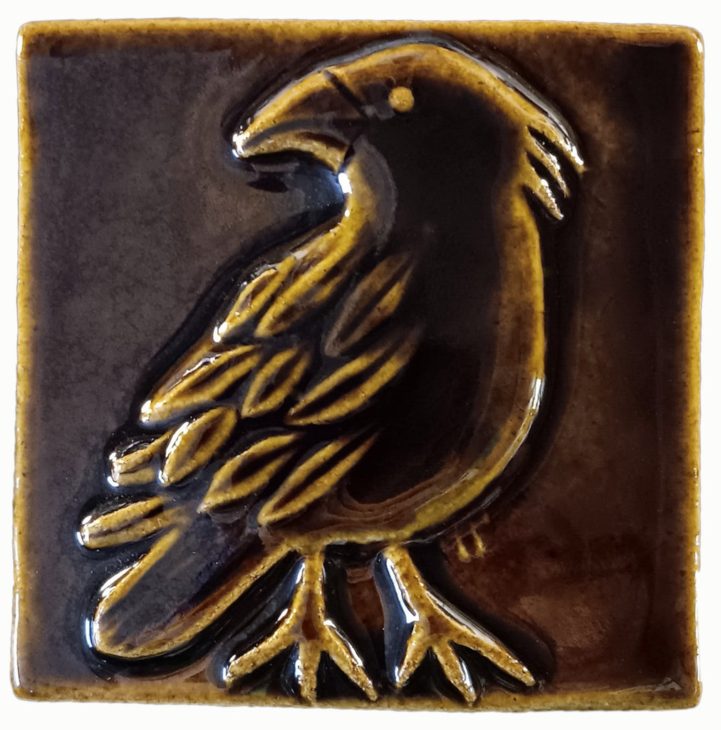 Crow 4"x4" Ceramic Handmade Tile | 4 Inch by 4 Inch Handmade Tiles