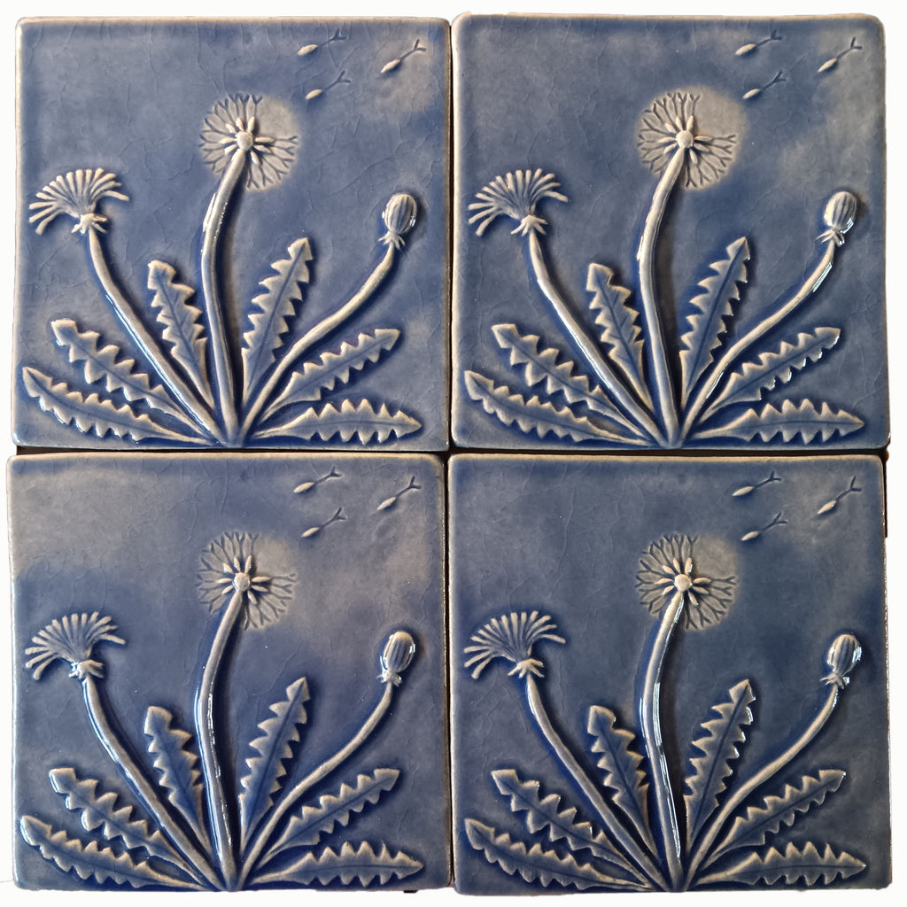 Dandelion 6"x6" Ceramic Handmade Tile | 6 Inch by 6 Inch Handmade Tiles