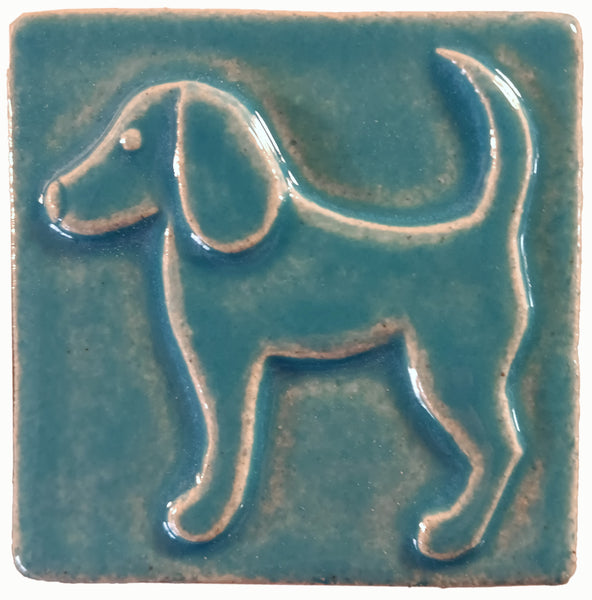 Dog facing left 3"x3" Ceramic Handmade Tile | 3 Inch by 3 Inch Handmade ...