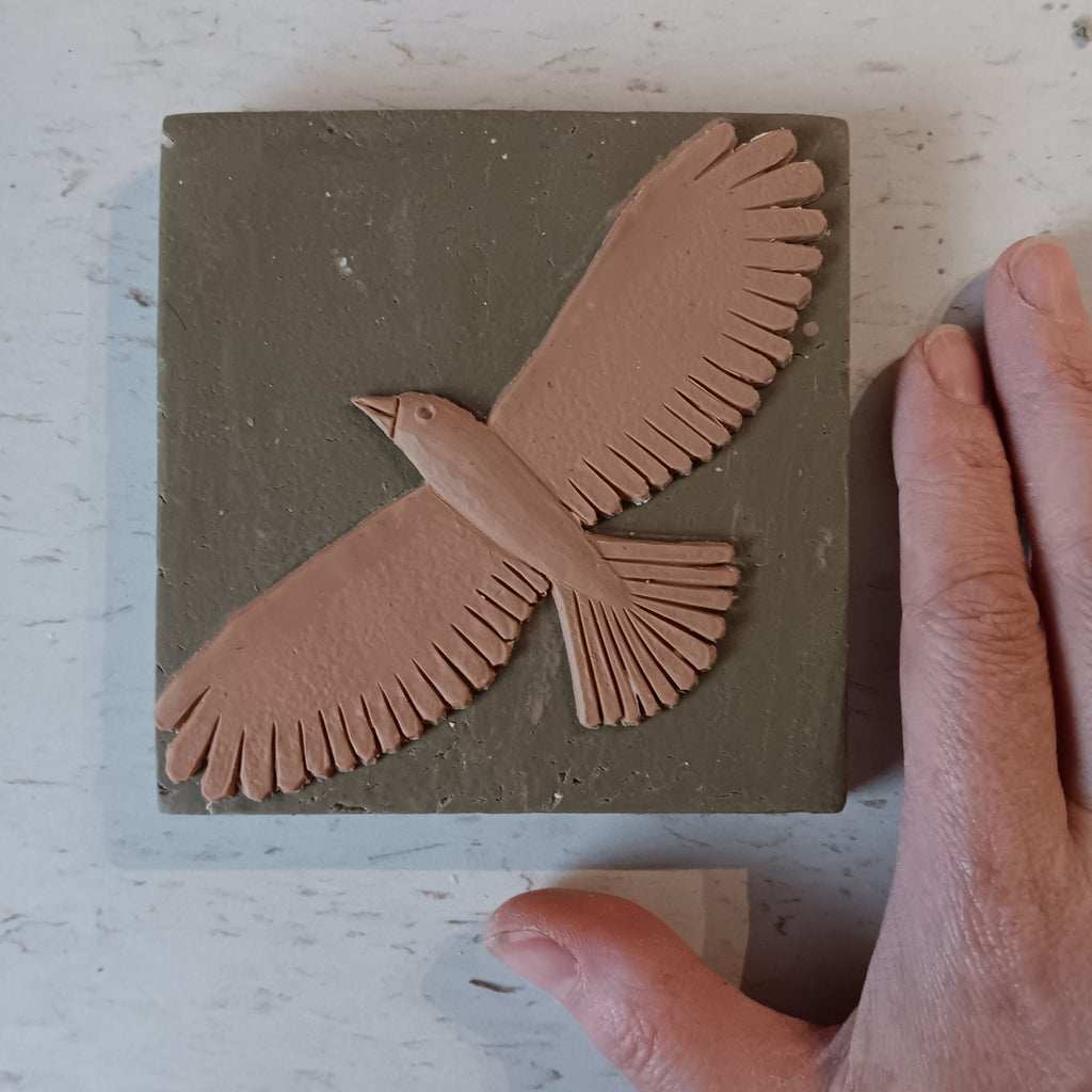 Hawk 4"x4" Ceramic Handmade Tile | 4 Inch by 4 Inch Handmade Tiles
