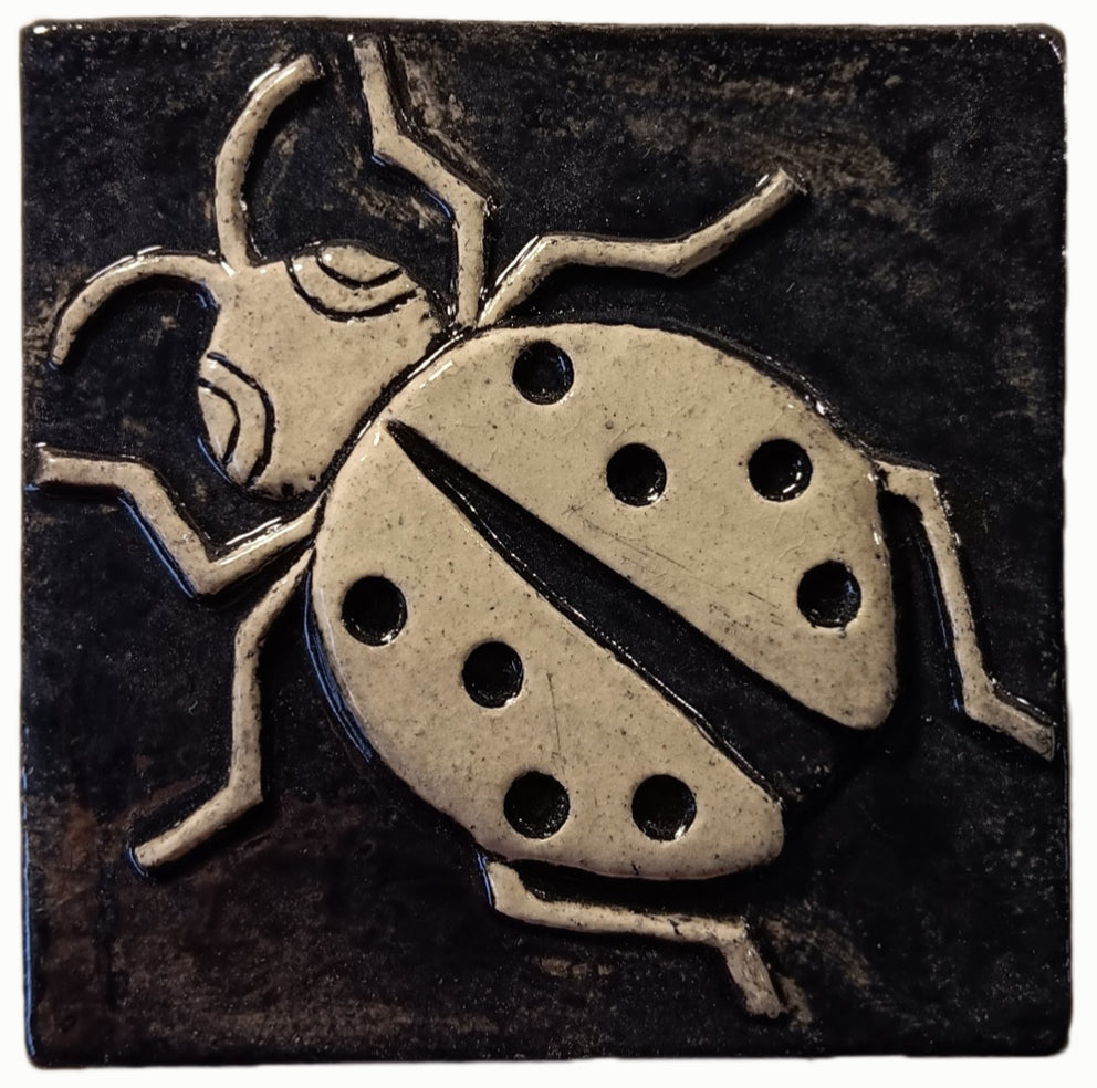 Ladybug 4"x4" Ceramic Handmade Tile | 4 Inch by 4 Inch Handmade Tiles