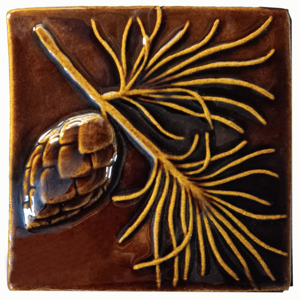 Pine 6"x6" Ceramic Handmade Tile | 6 Inch by 6 Inch Handmade Tiles