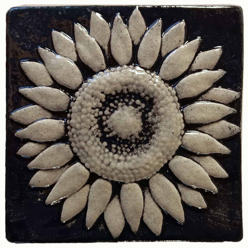 Sunflower 4"x4" Ceramic Handmade Tile | 4 Inch by 4 Inch Handmade Tiles