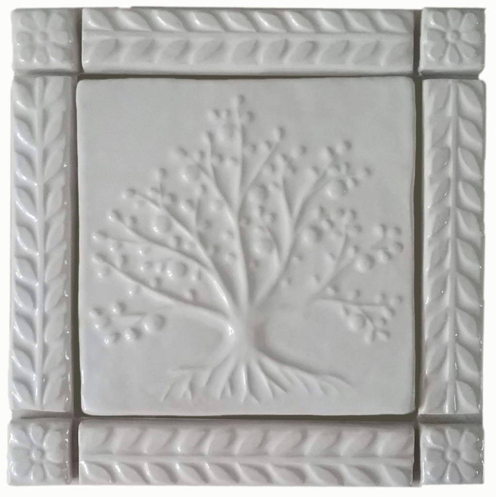 A Tree of Life 6"x6" Ceramic Handmade Tile with 1" Border | 6 Inch by 6 ...
