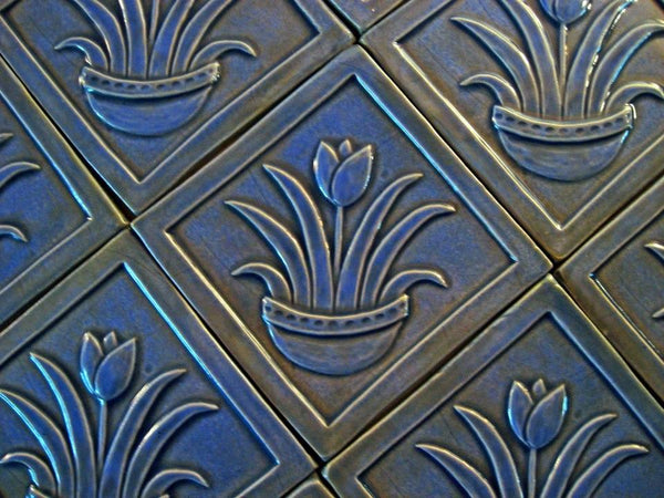 Diagonal Tulip 6"x6" Ceramic Handmade Tile | 6 Inch by 6 Inch Handmade ...