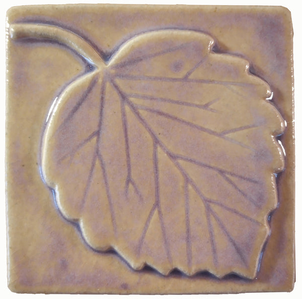 Aspen Leaf 4"x4" Ceramic Handmade Tile | 4 Inch by 4 Inch Handmade Tiles