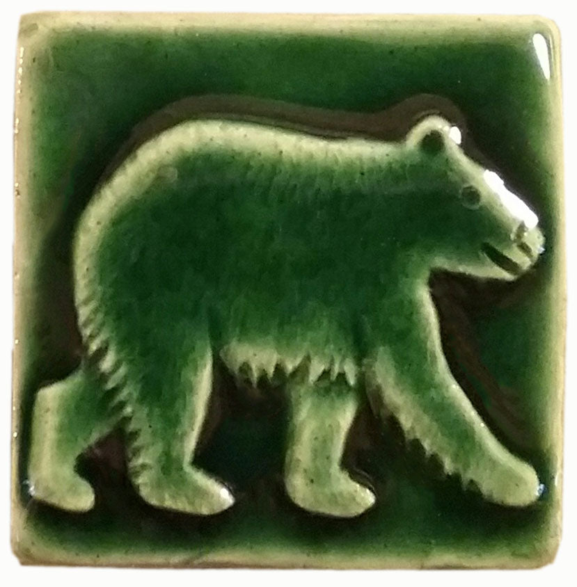 Bear 2"x2" Ceramic Handmade Tile | 2 Inch by 2 Inch Handmade Tiles