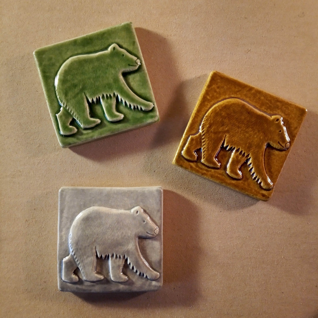 Bear 4"x4" Ceramic Handmade Tile | Animal Handmade Tiles