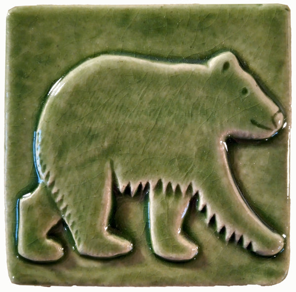 Bear 4"x4" Ceramic Handmade Tile | Animal Handmade Tiles