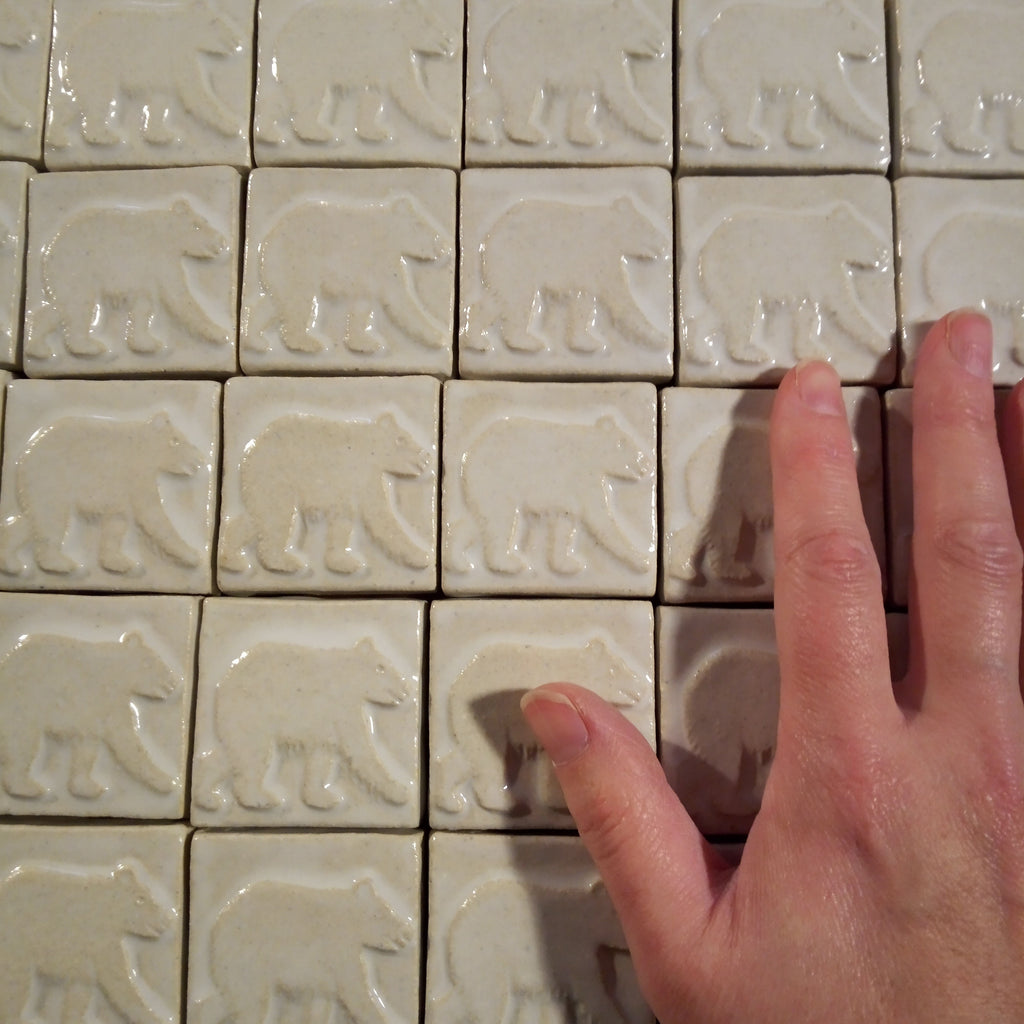 Bear 2"x2" Ceramic Handmade Tile | 2 Inch by 2 Inch Handmade Tiles