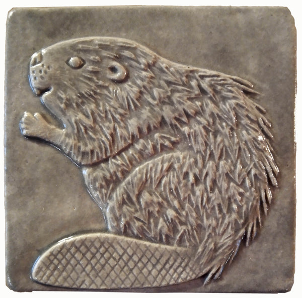 Beaver 4"x4" Ceramic Handmade Tile | 4 Inch by 4 Inch Handmade Tiles