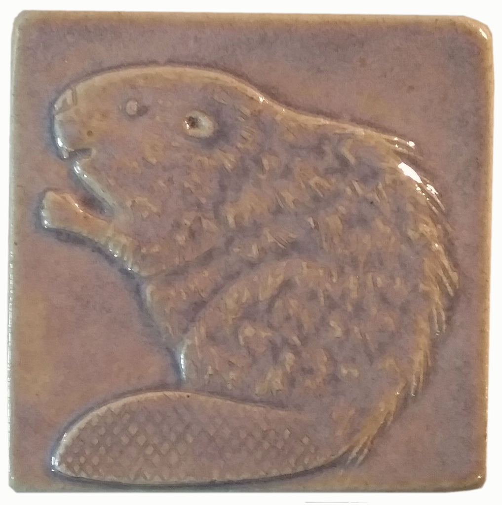 Beaver 4"x4" Ceramic Handmade Tile | 4 Inch by 4 Inch Handmade Tiles