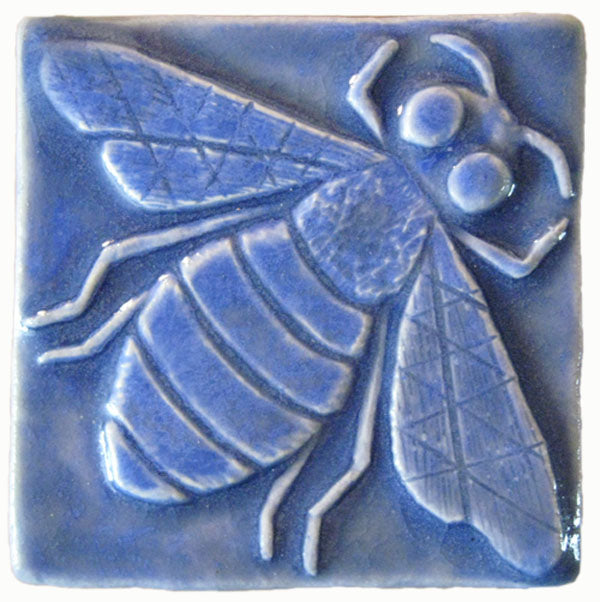 Honey Bee 3"x3" Ceramic Handmade Tile | 3 Inch by 3 Inch Handmade Tiles