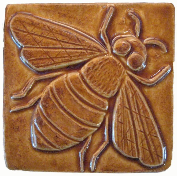 Honey Bee 4"x4" Ceramic Handmade Tile | 4 Inch by 4 Inch Handmade Tiles