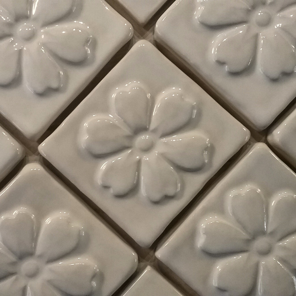 Blossom 3"x3" Ceramic Handmade Tile | 3 Inch by 3 Inch Handmade Tiles