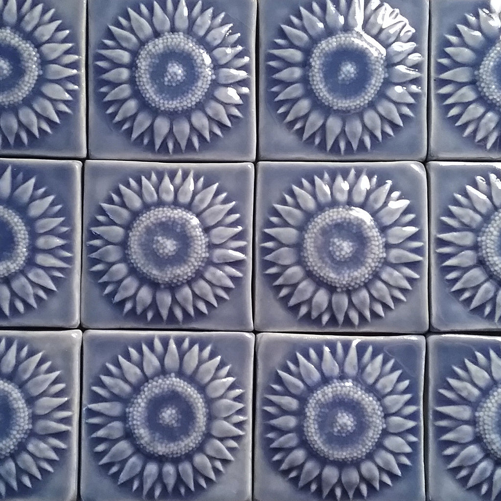 Sunflower 3"x3" Ceramic Handmade Tile | 3 Inch by 3 Inch Handmade Tiles