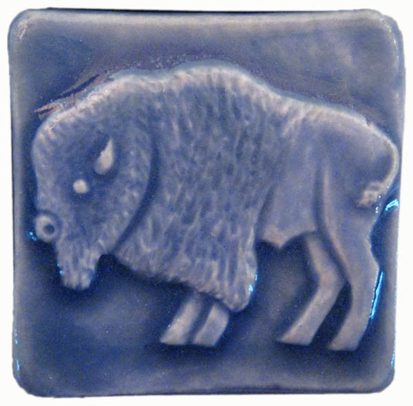 Buffalo facing left 2"x2" Ceramic Handmade Tile | 2 Inch by 2 Inch ...
