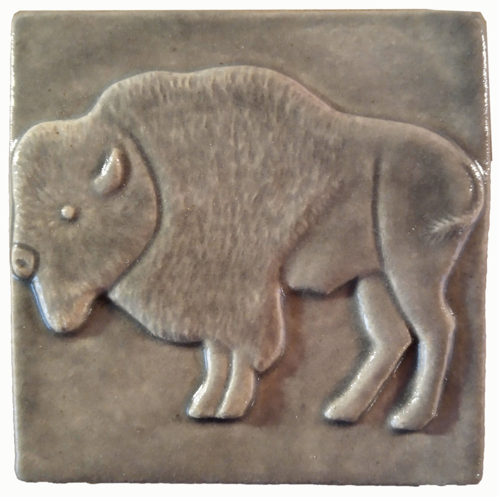 Buffalo facing left 4"x4" Ceramic Handmade Tile | 4 Inch by 4 Inch ...