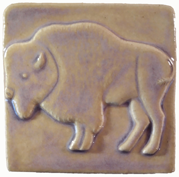 Buffalo facing left 4"x4" Ceramic Handmade Tile | 4 Inch by 4 Inch ...
