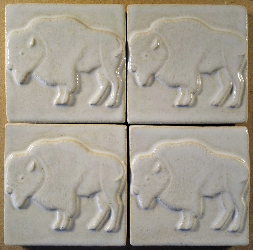Buffalo facing left 4"x4" Ceramic Handmade Tile | 4 Inch by 4 Inch ...