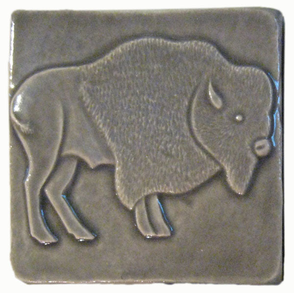 Buffalo facing right 4"x4" Ceramic Handmade Tile | 4 Inch by 4 Inch ...