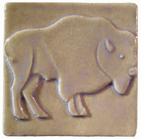 Buffalo facing right 4"x4" Ceramic Handmade Tile | 4 Inch by 4 Inch ...