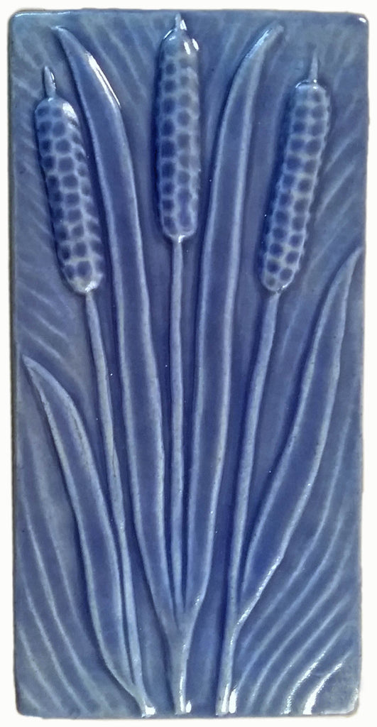 Cattails 4"x8" Ceramic Handmade Tile | 4 Inch by 8 Inch Handmade Tiles