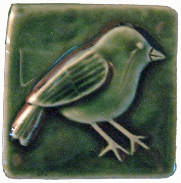 Chickadee 3x3 Ceramic Handmade Tile | 3 Inch by 3 Inch Handmade Tiles