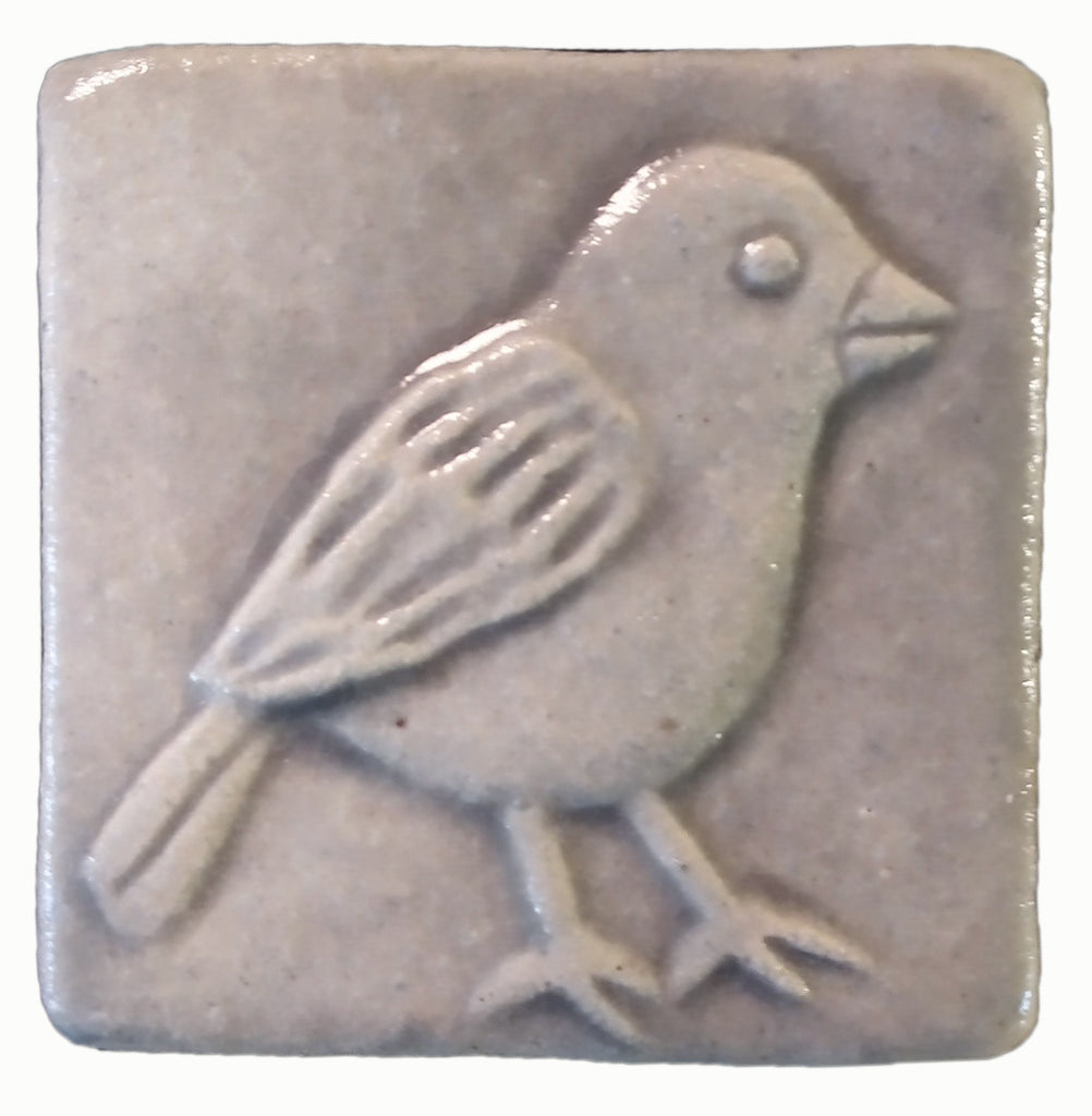Chickadee 2"x2" Ceramic Handmade Tile | 2 Inch by 2 Inch Handmade Tiles