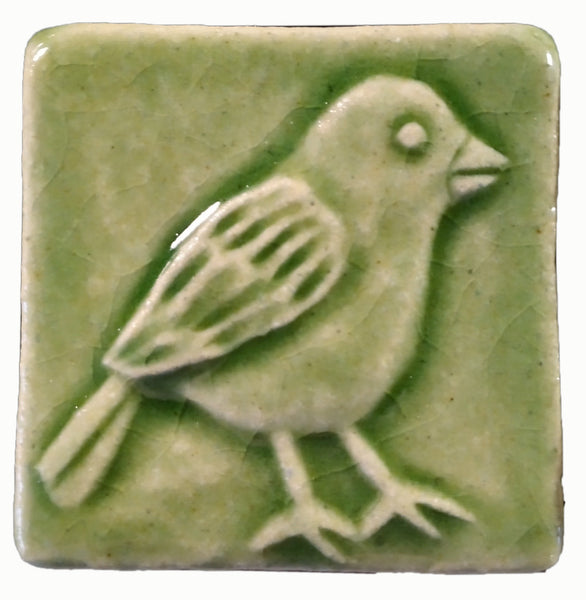 Chickadee 2"x2" Ceramic Handmade Tile | 2 Inch by 2 Inch Handmade Tiles