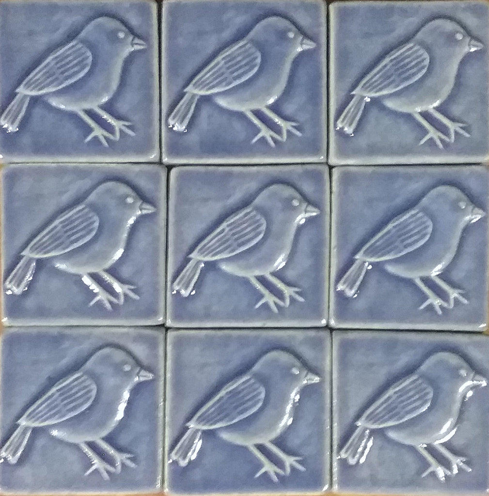 Chickadee 3x3 Ceramic Handmade Tile | 3 Inch by 3 Inch Handmade Tiles