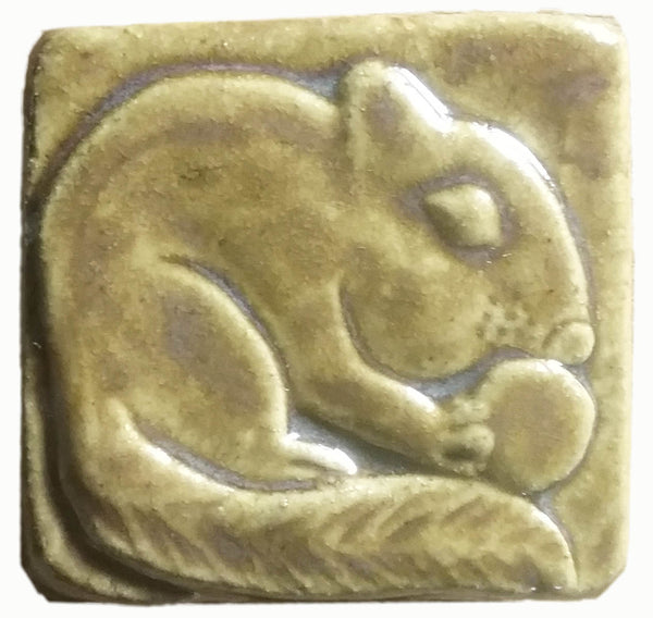 Chipmunk 2"x2" Ceramic Handmade Tile | 2 Inch by 2 Inch Handmade Tiles