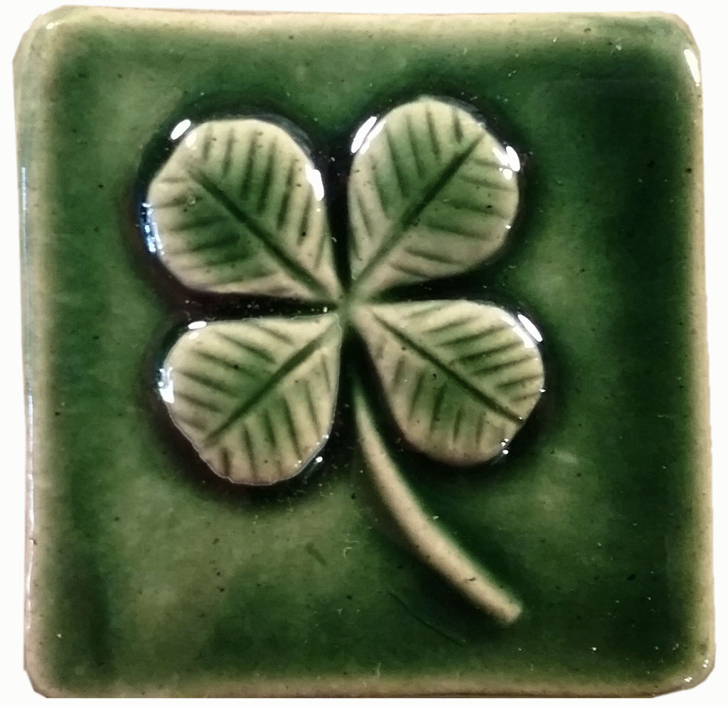 Four Leafed Clover 2"x2" Ceramic Handmade Tile | 2 Inch by 2 Inch ...