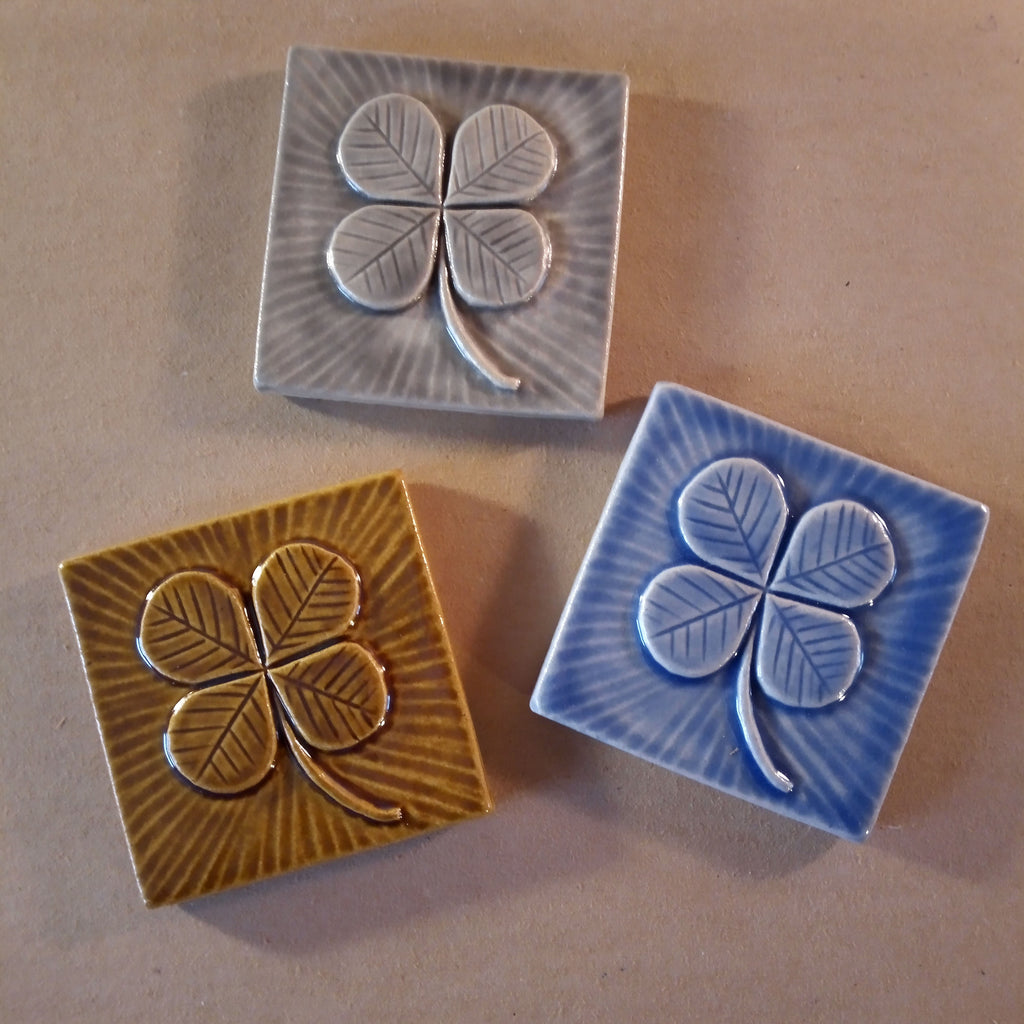 Clover 4"x4" Ceramic Handmade Tile | 4 Inch by 4 Inch Handmade Tiles