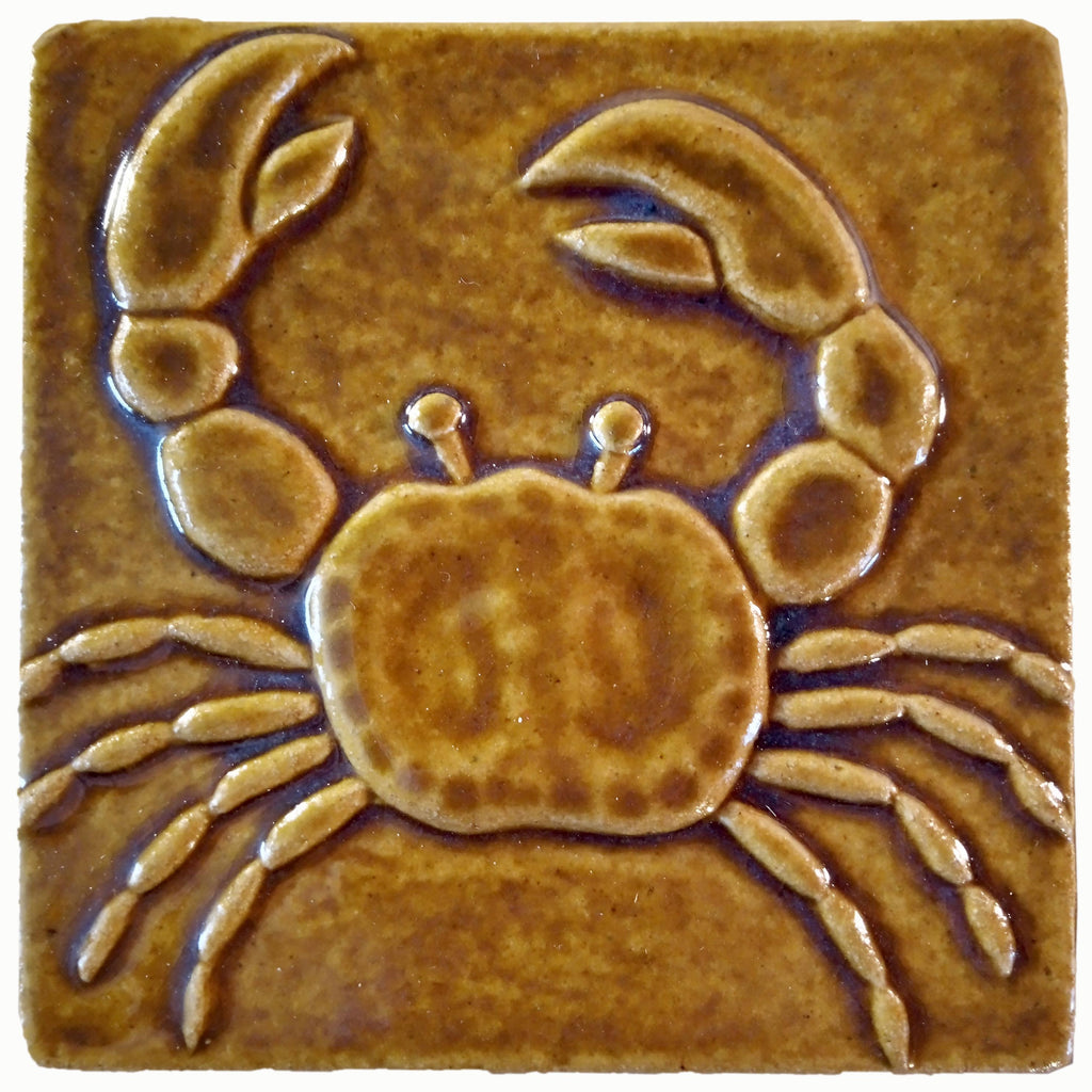 Crab 4"x4" Ceramic Handmade Tile | 4 Inch by 4 Inch Handmade Tiles