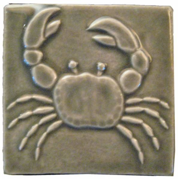 Crab 4"x4" Ceramic Handmade Tile | 4 Inch by 4 Inch Handmade Tiles