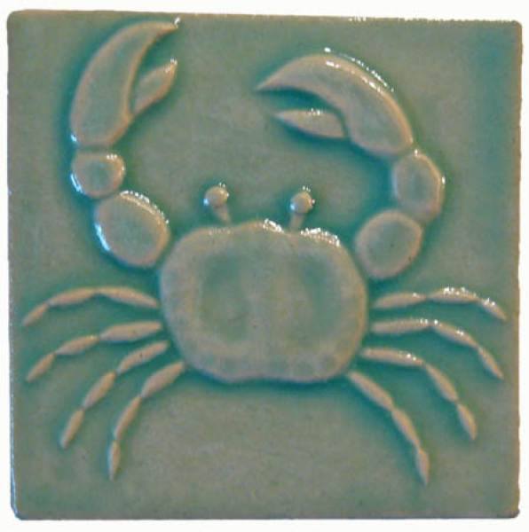 Crab 4"x4" Ceramic Handmade Tile | 4 Inch by 4 Inch Handmade Tiles
