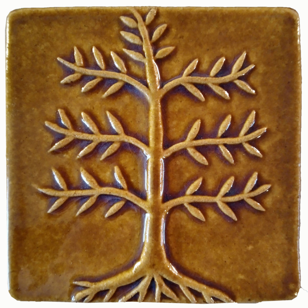 Cypress Tree 4"x4" Ceramic Handmade Tile | 4 Inch by 4 Inch Handmade Tiles