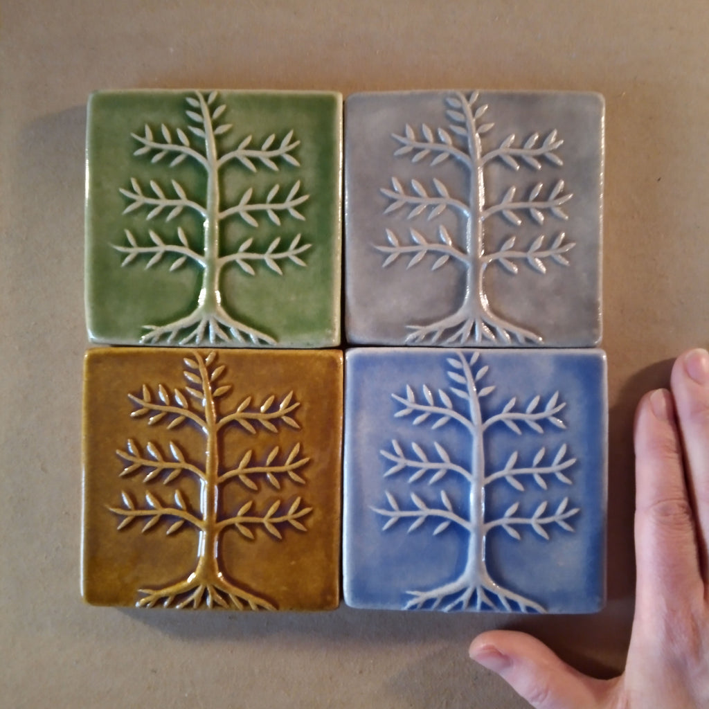 Cypress Tree 4"x4" Ceramic Handmade Tile | 4 Inch by 4 Inch Handmade Tiles