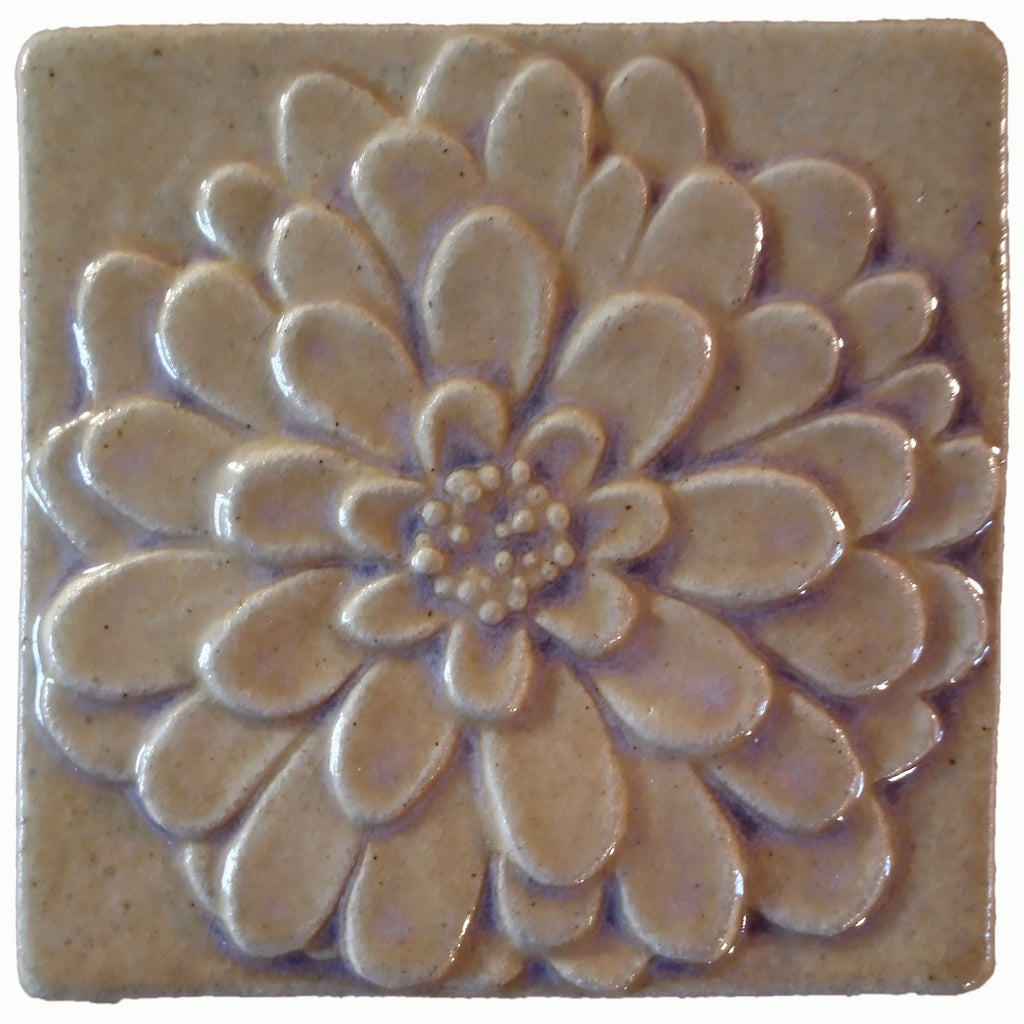 Dahlia 4"x4" Ceramic Handmade Tile | 4 Inch by 4 Inch Handmade Tiles