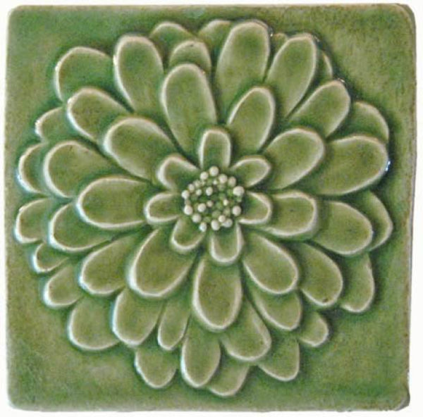 Dahlia 4"x4" Ceramic Handmade Tile | 4 Inch by 4 Inch Handmade Tiles
