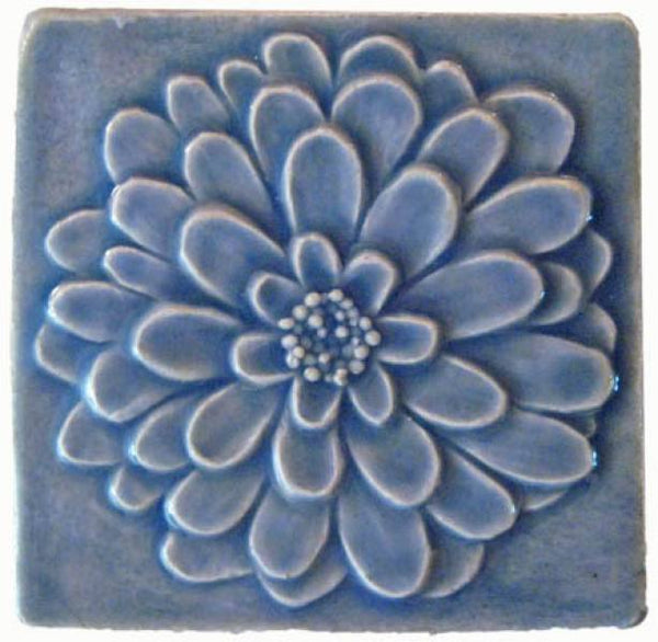 Dahlia 4"x4" Ceramic Handmade Tile | 4 Inch by 4 Inch Handmade Tiles