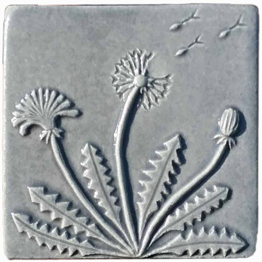 Dandelion 4"x4" Ceramic Handmade Tile | 4 Inch by 4 Inch Handmade Tiles