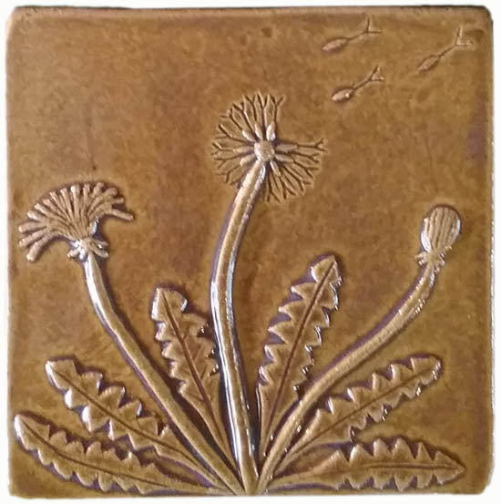 Dandelion 6"x6" Ceramic Handmade Tile | 6 Inch by 6 Inch Handmade Tiles