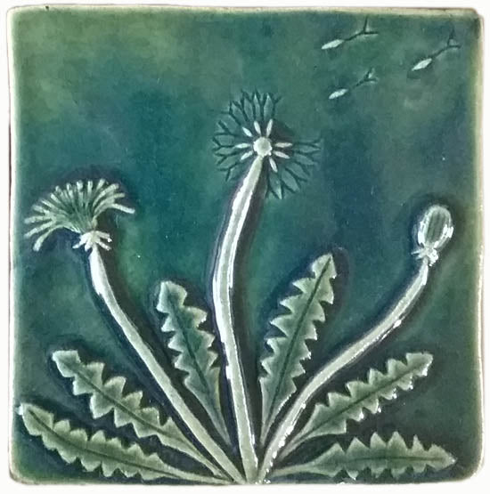 Dandelion 6"x6" Ceramic Handmade Tile | 6 Inch by 6 Inch Handmade Tiles