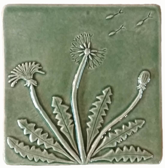 Dandelion 6"x6" Ceramic Handmade Tile | 6 Inch by 6 Inch Handmade Tiles